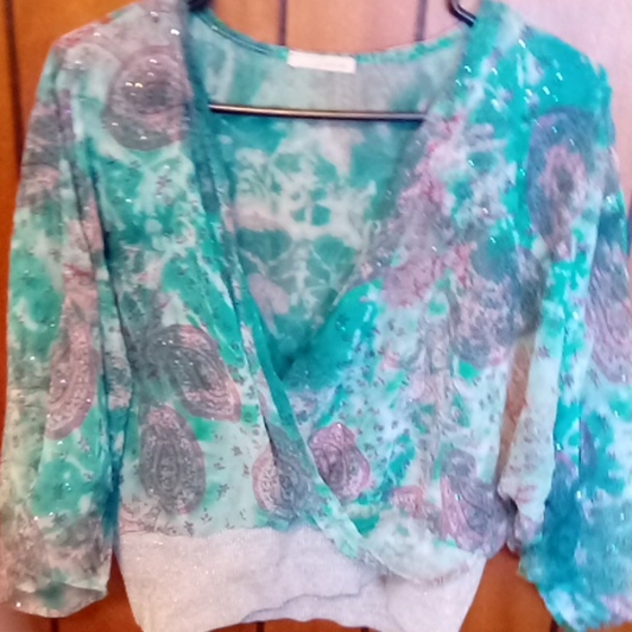 Tops | Fancy Turquoise Sparkling Top | Poshmark